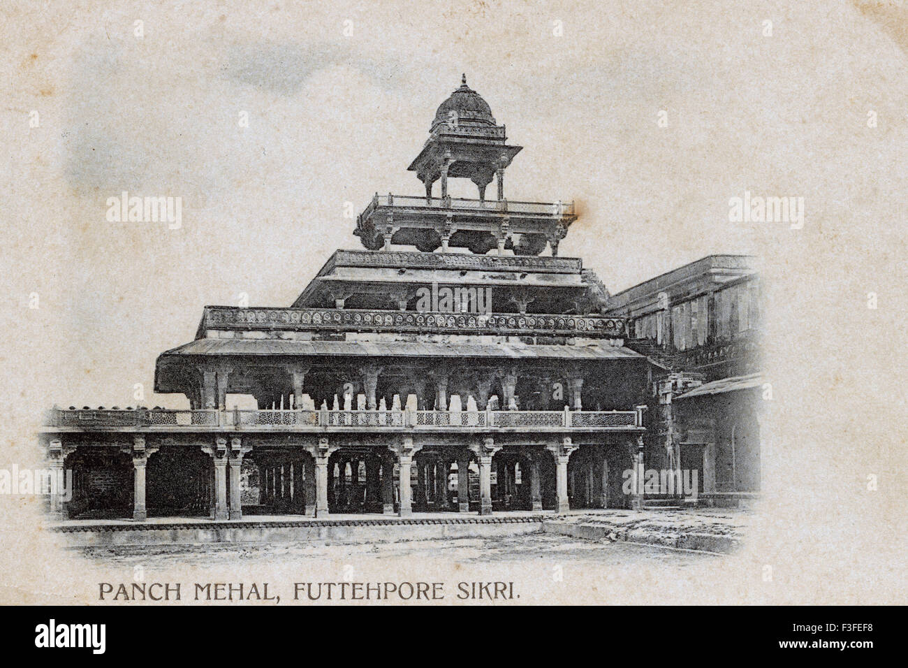 old vintage 1900s picture ; Panch Mahal palace ; Panch Mehal , Fatehpur ...
