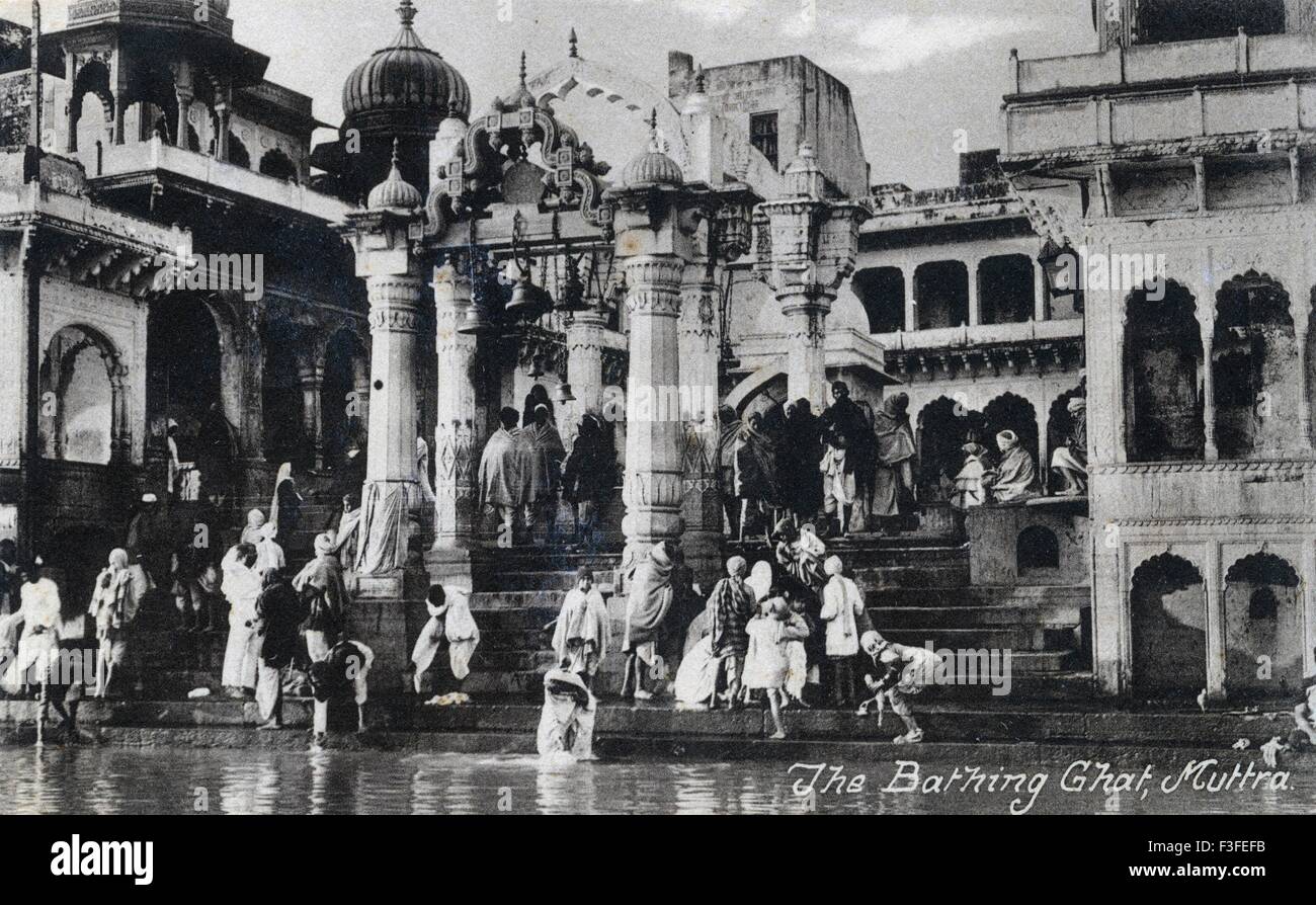 old vintage 1900s picture of Vishram Ghat ; Mathura ; Uttar Pradesh ...