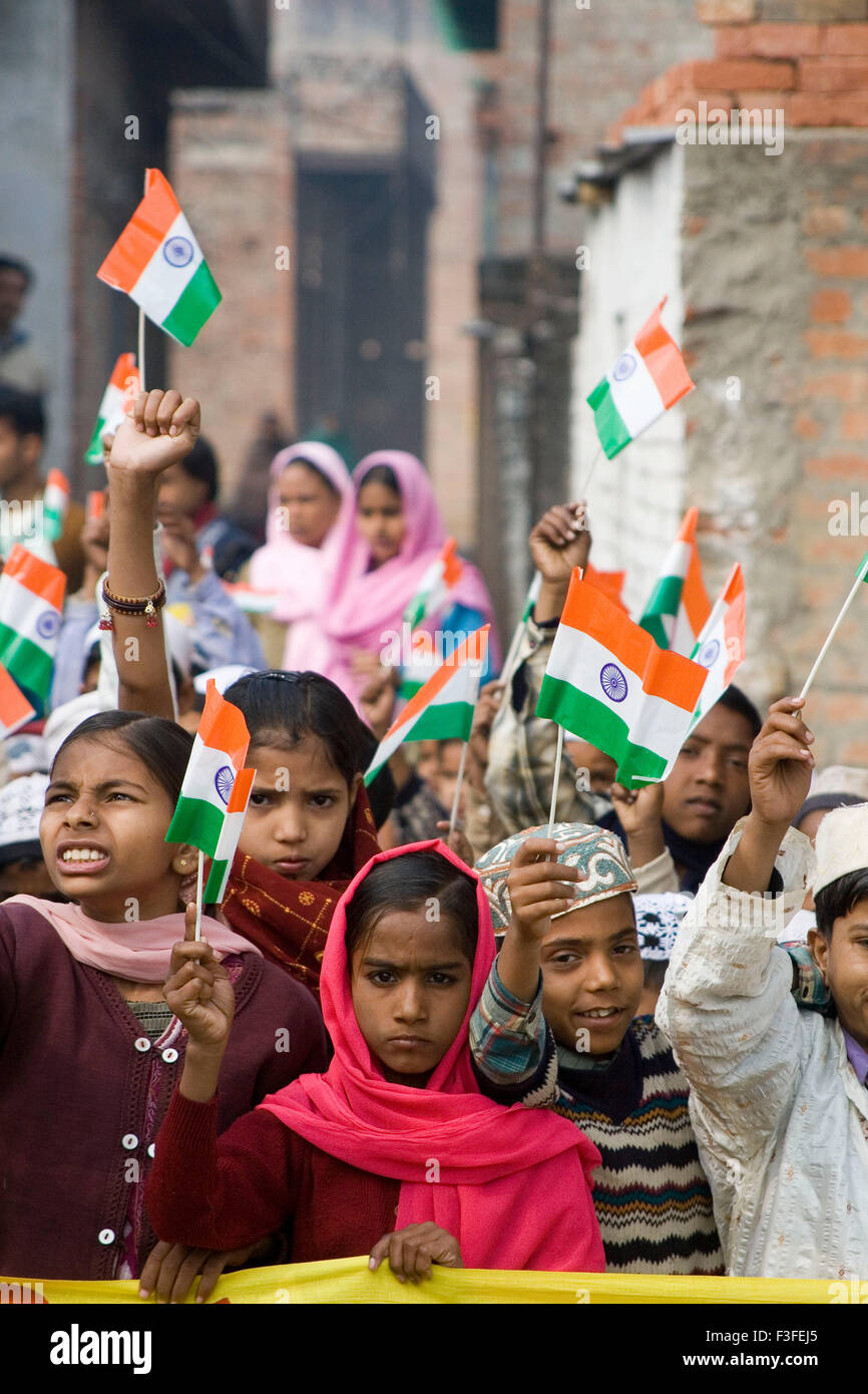 Muslim children indian flag on hi-res stock photography and images - Alamy