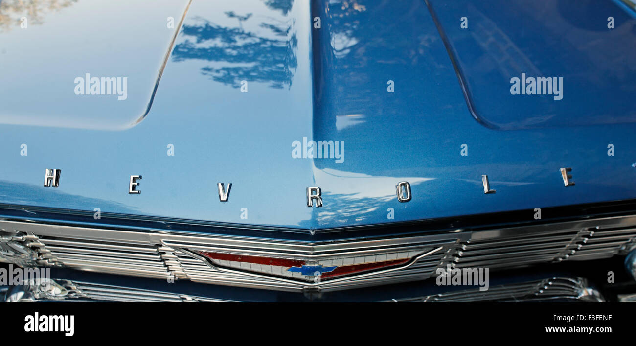 Bonnet of Vintage cars Chevrolet Impala Stock Photo - Alamy