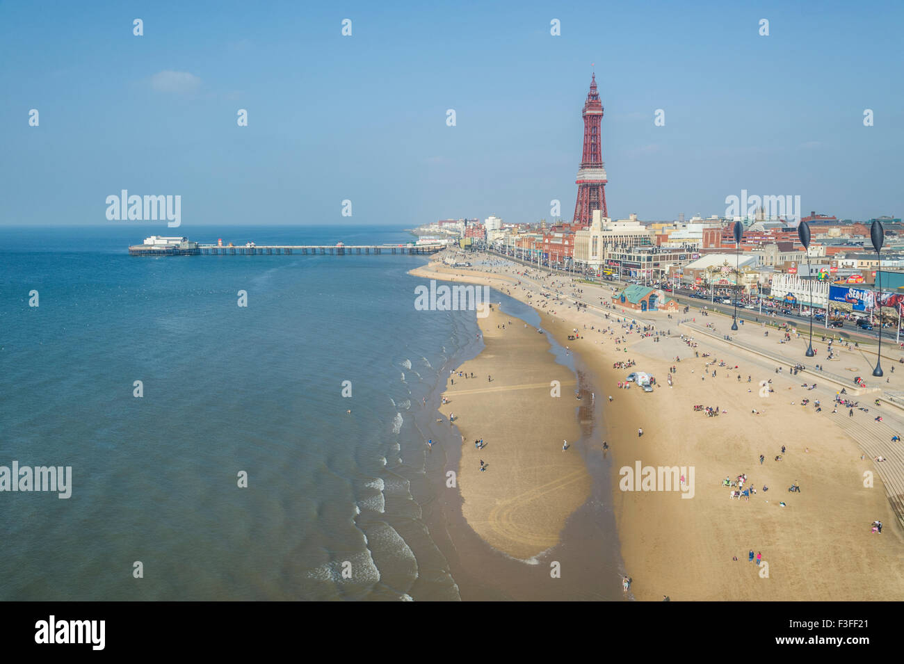 Blackpool Tower, promenade and north pier Stock Photo - Alamy
