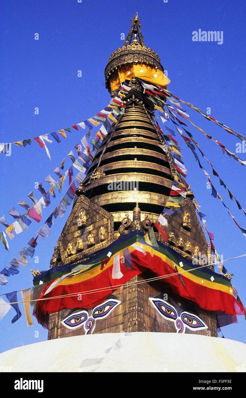 Swayambhu ; Swayambhunath Stupa ; Buddhist temple ; Kathmandu ; Nepal ...
