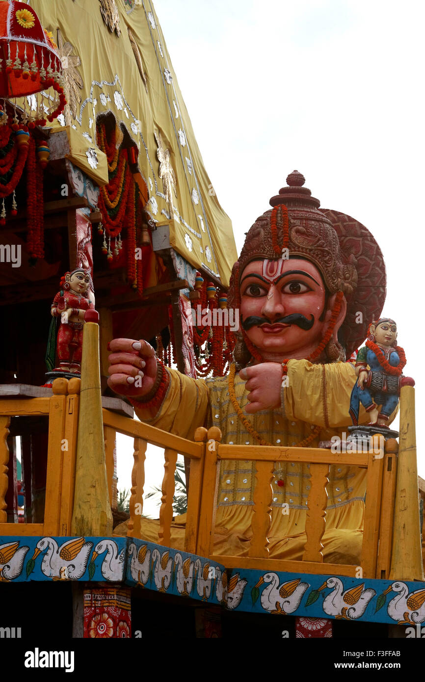 God statue on Rath yatra or Cart festival of Jagannath ; Puri ; Orissa ...