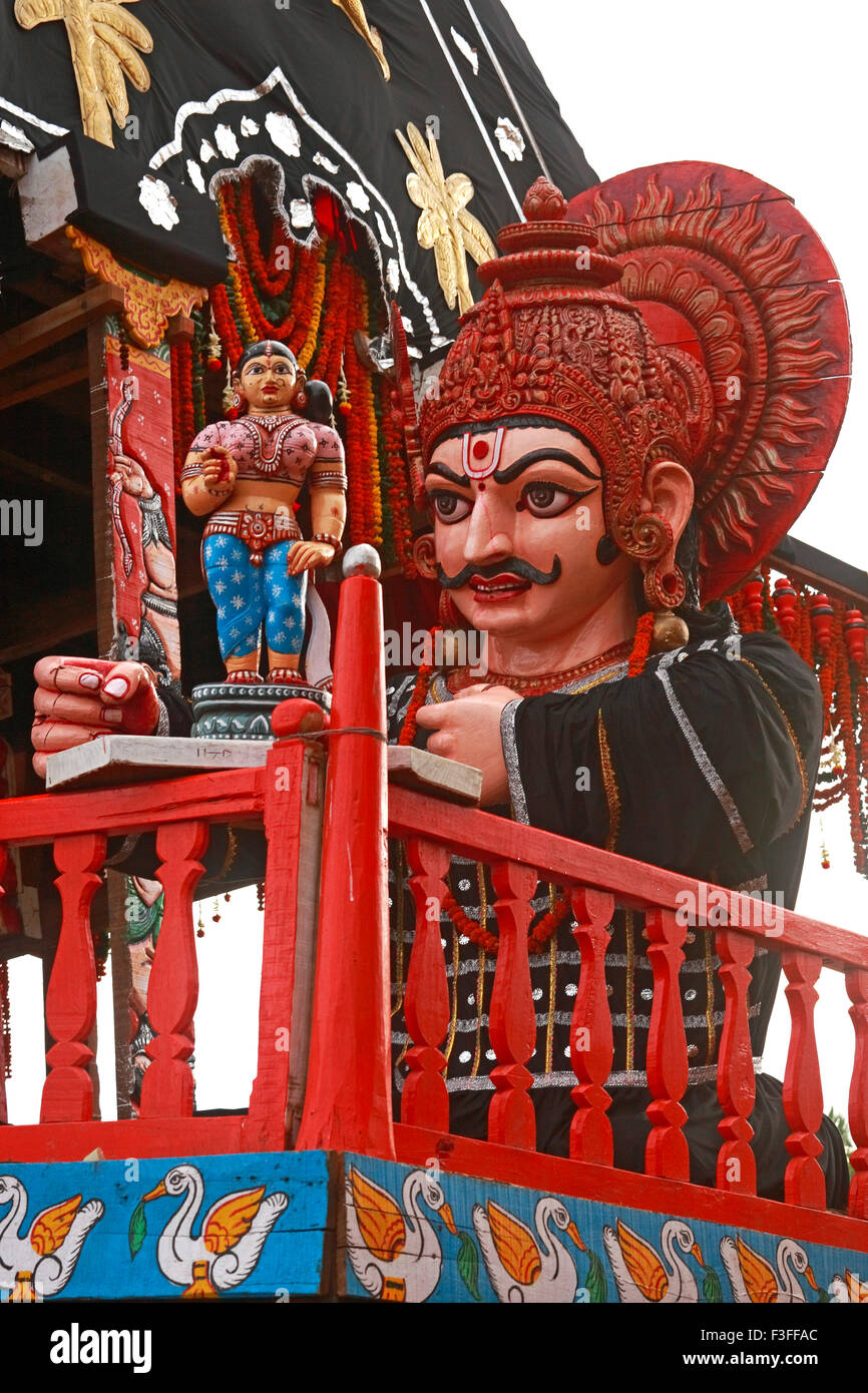 God statue on Rath yatra or Cart festival of Jagannath ; Puri ; Orissa ...