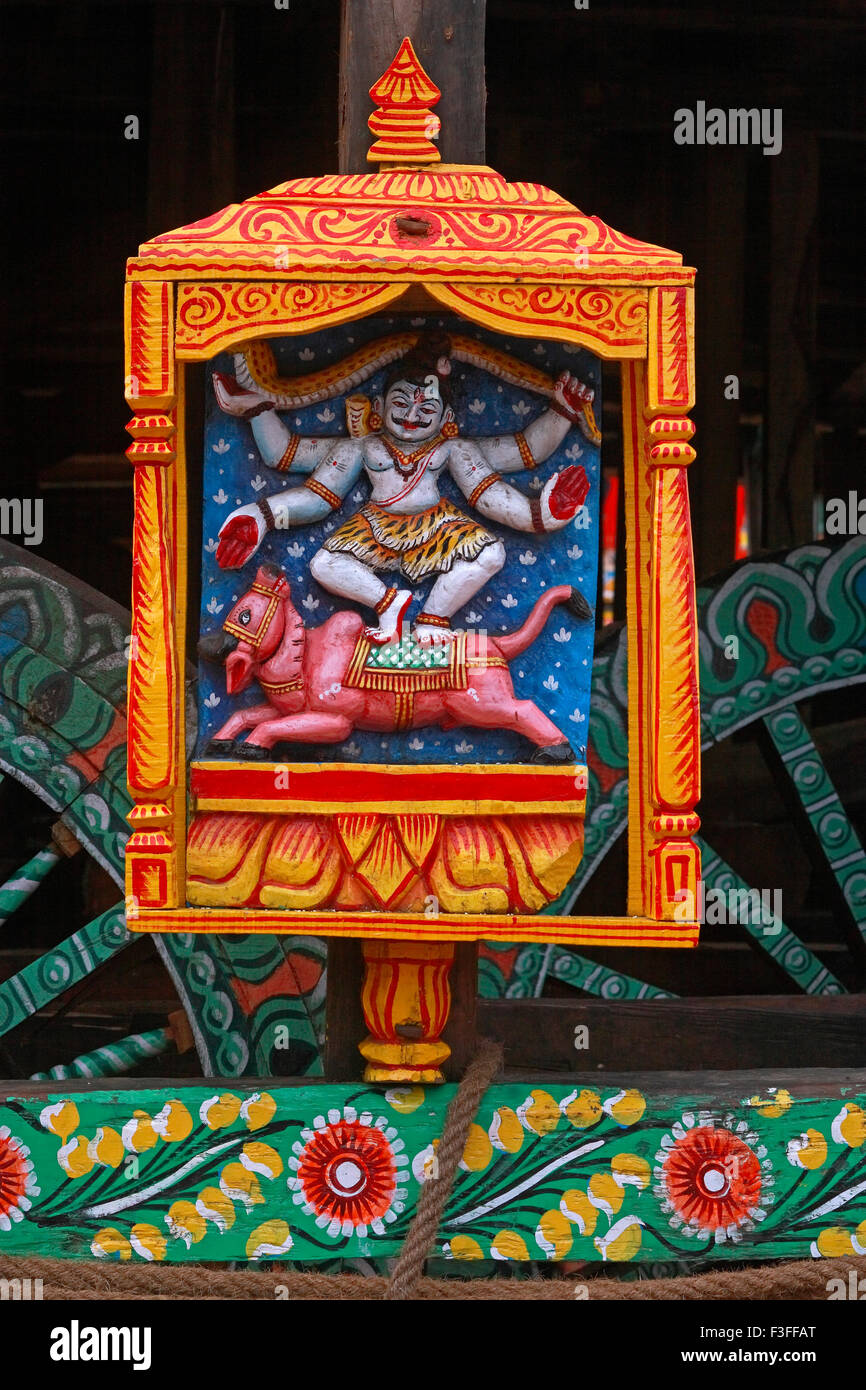 God statue on Rath yatra or Cart festival of Jagannath ; Puri ; Orissa ...
