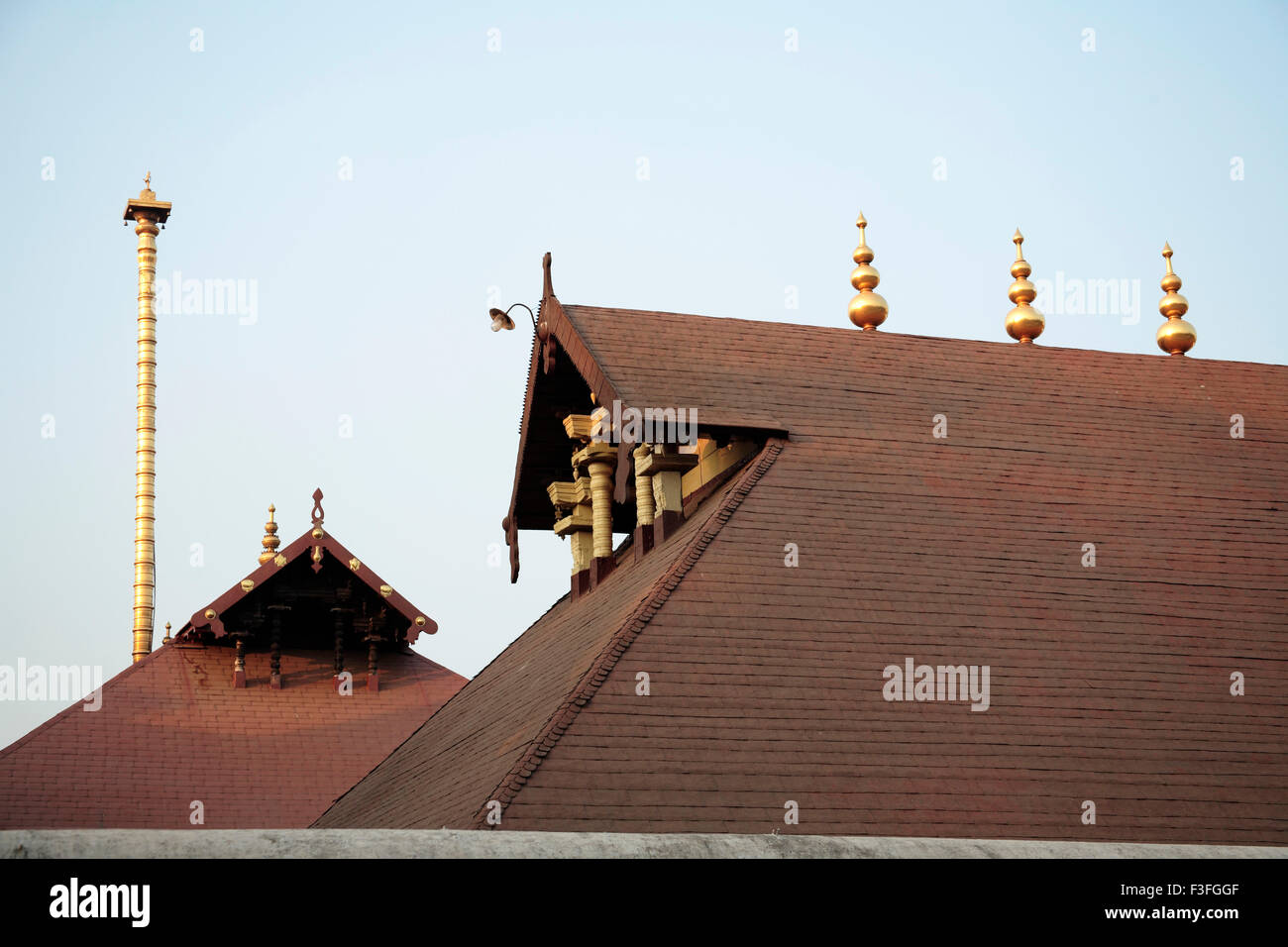 Dhwajasthambam or flag staff encased in plated gold at height of 600 ...