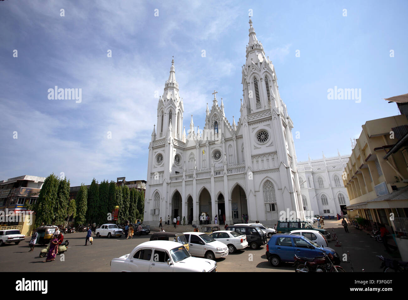 Basilica Our Lady of Dolours three tower tower 146 ft high rear Bible ...
