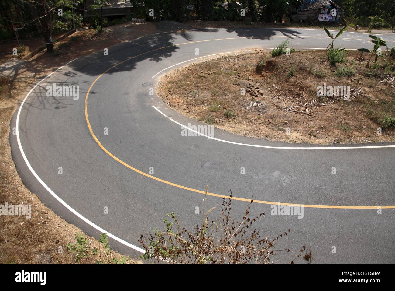Hair pin bend on the way to Athirapilly ; Dist Thrissur ; Kerala ...