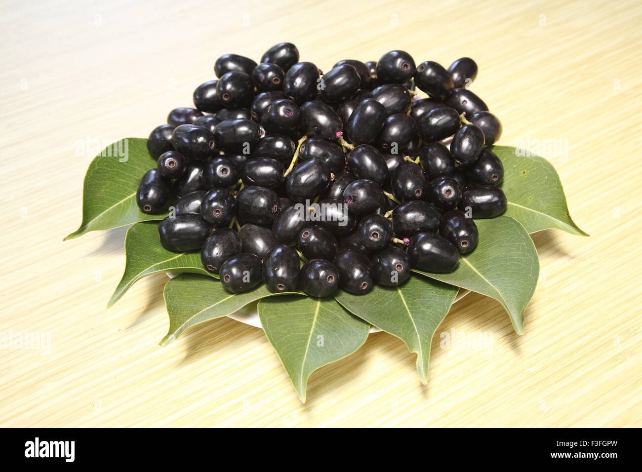 Indian name Jambul or Jamun or Jamblang ; botanical name Syzygium Stock ...