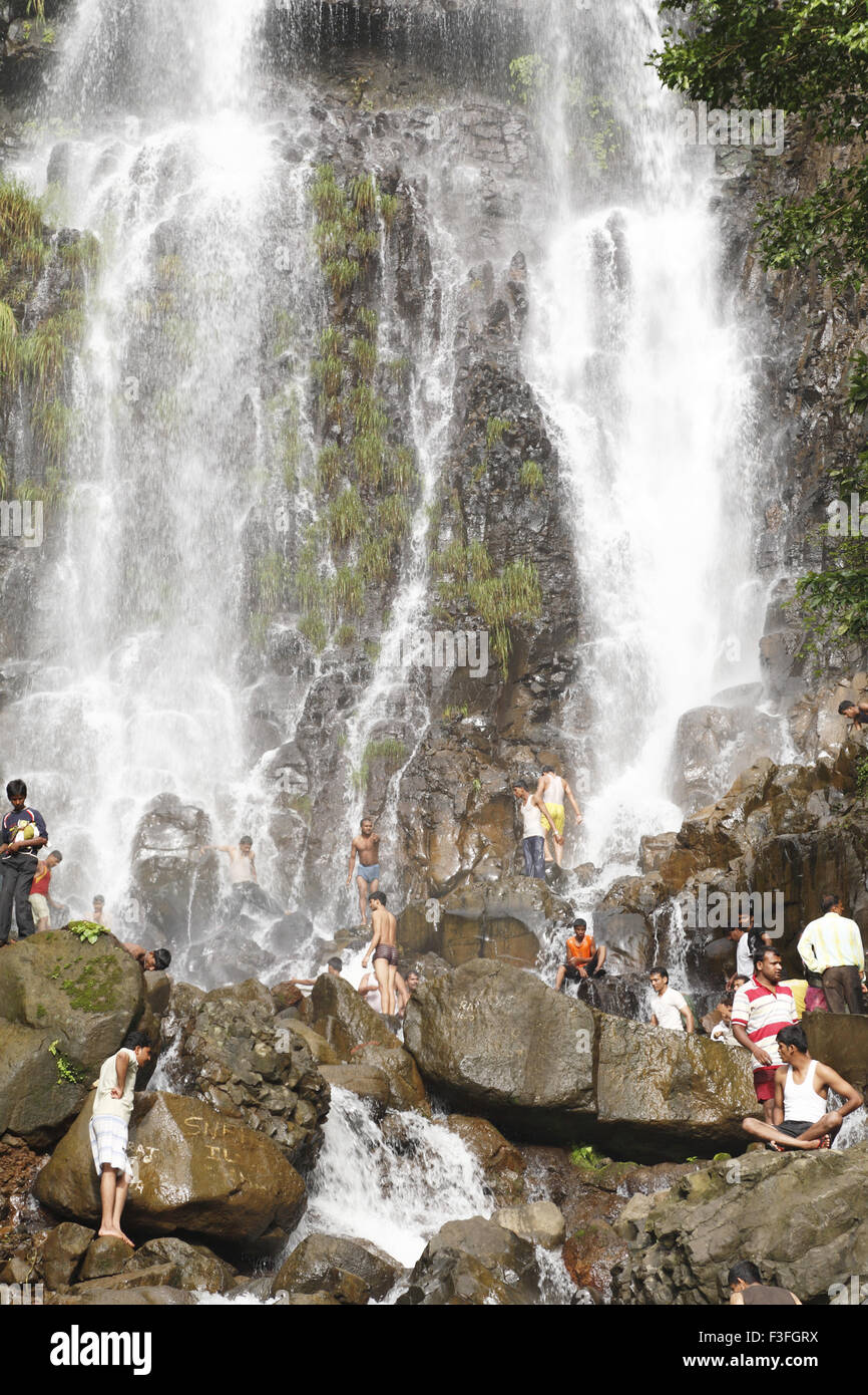 Popular waterfall of Amboli Ghat tourist bathing ; Sawantwadi to Amboli ...