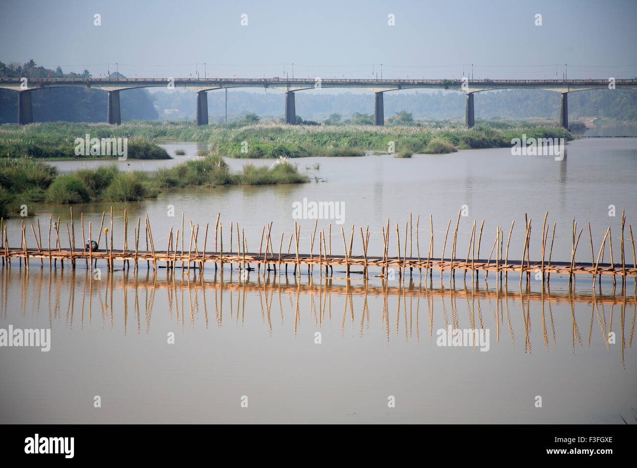Bridge made of concrete for vehicles wood pedestrians cross Poorna ...