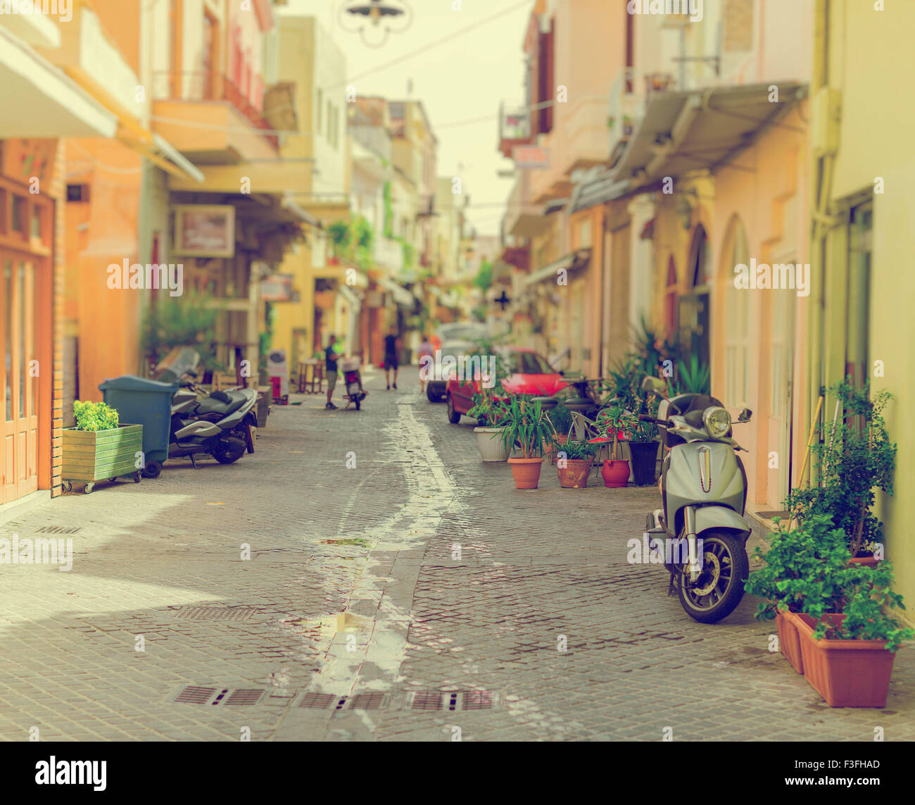 Traditional street in the center of Chania Stock Photo - Alamy