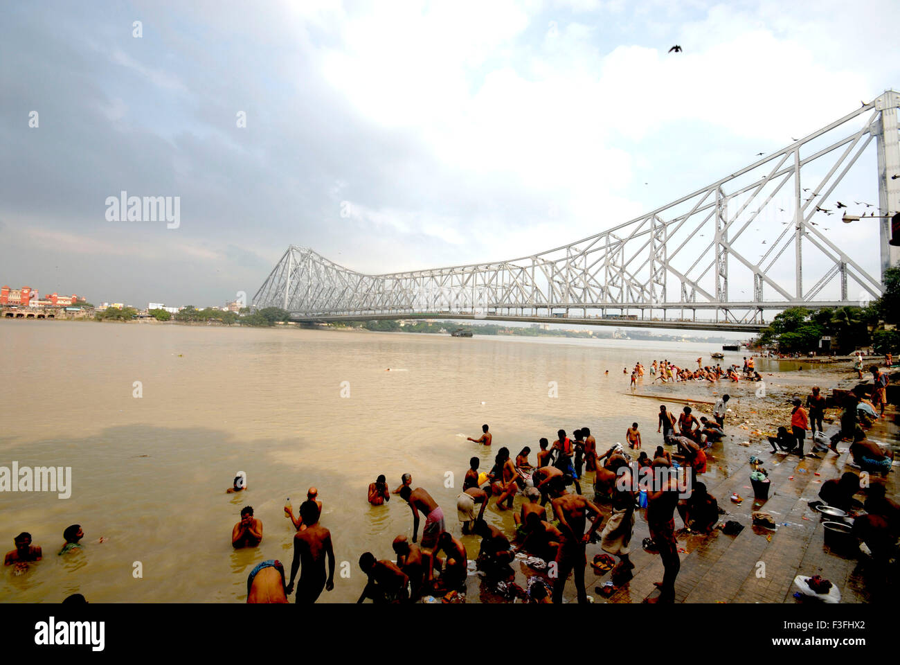 Jagannath ghat ; Howrah bridge ; Calcutta ; West Bengal ; India Stock ...