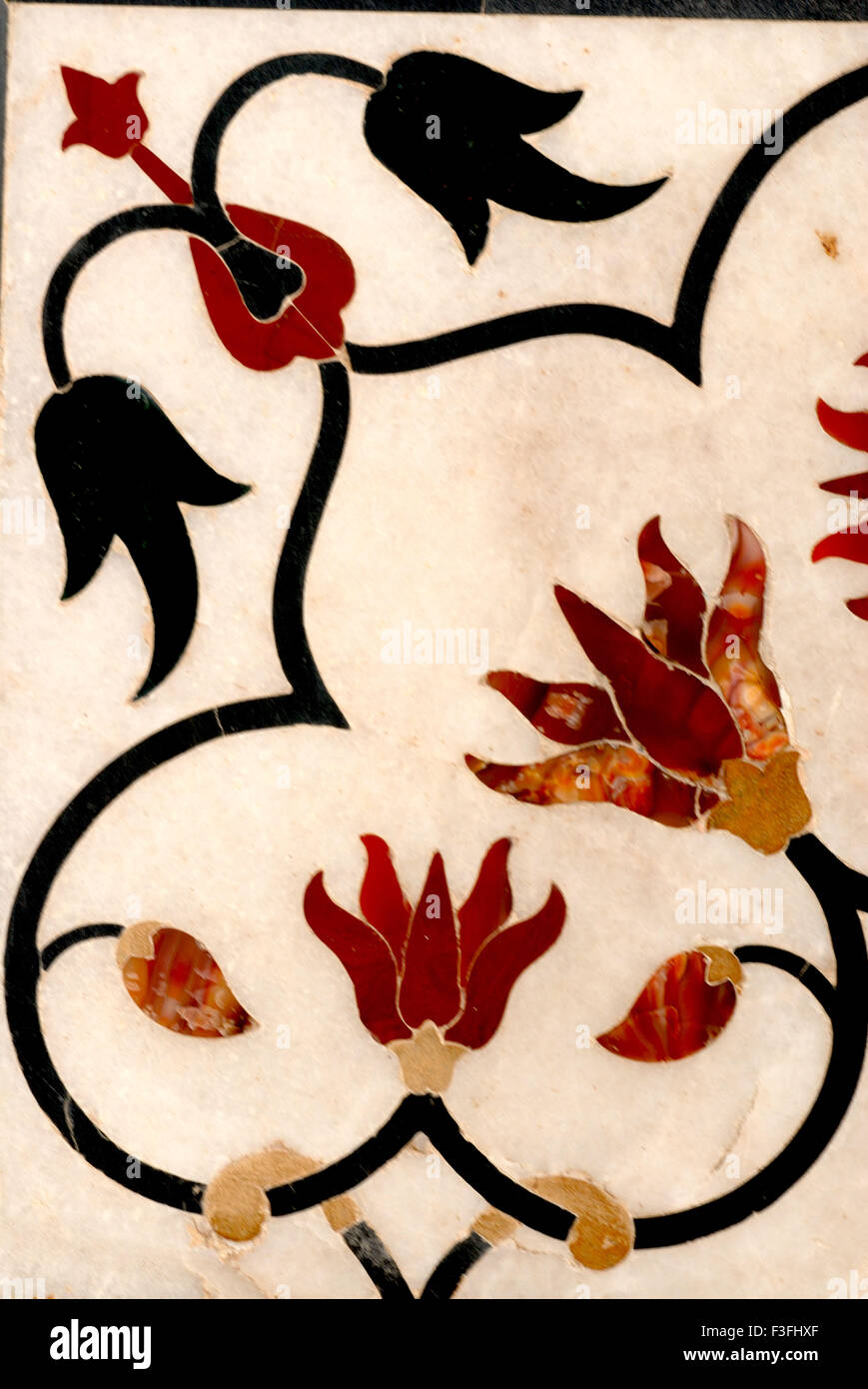 Floral patterns on Taj mahal ; Agra ; Uttar Pradesh ; India Stock Photo ...
