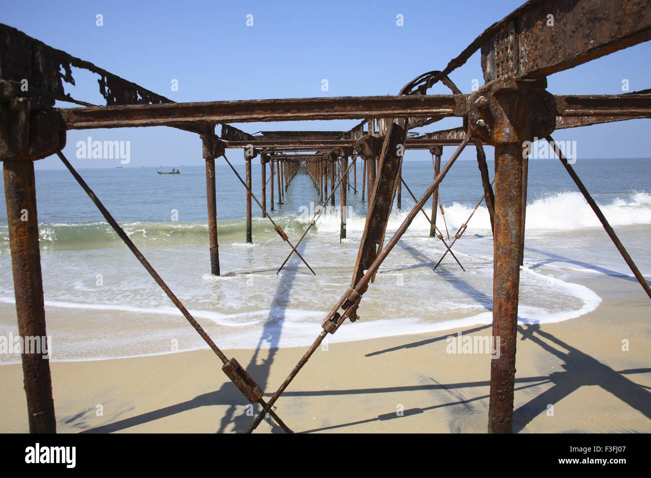 Pier at Alappuzha Beach ; wharf is 140 years old ; Alappuzha ; Alleppey ...