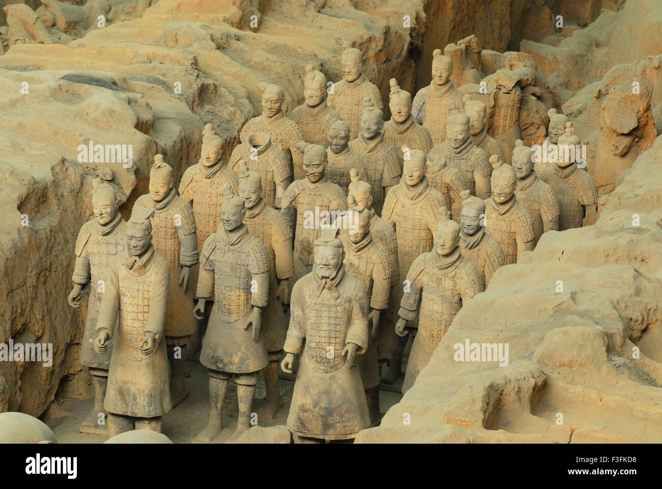 Statues of Terracotta warriors in pit 1 ; Terracotta army ; Qin Dynasty ...