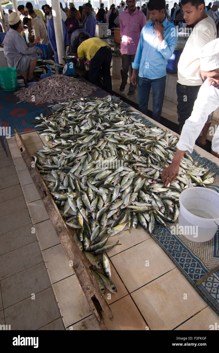 The city's bustling fish market in Muscat in the Sultanate of Oman, a ...