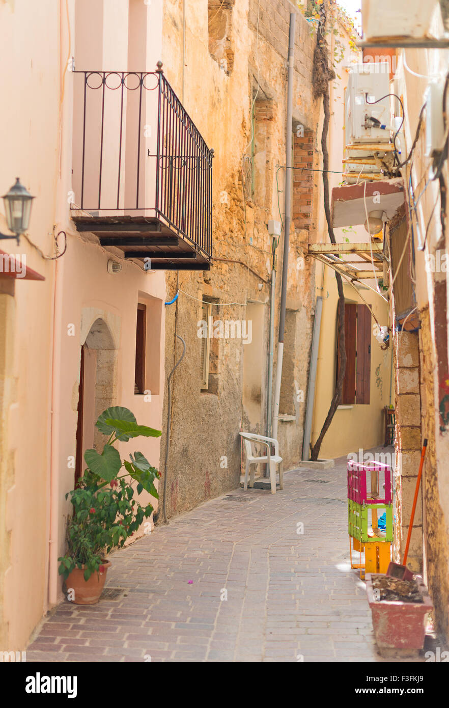 Narrow street in the centre of Chania Stock Photo - Alamy