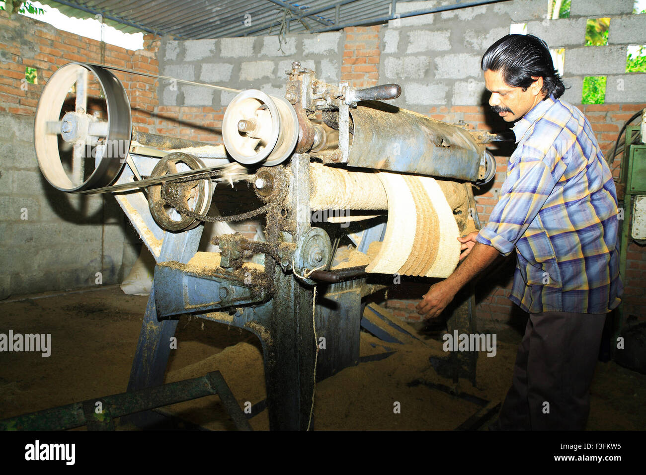 Man working in coir factory ; Alappuzha ; Kerala ; India NO MR Stock ...