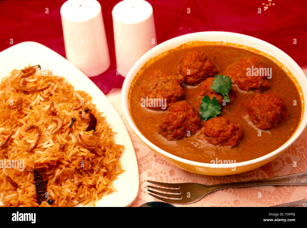 Mutton Pakoda gravy rice Stock Photo - Alamy