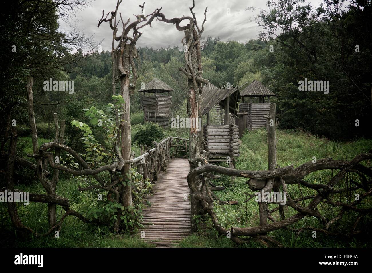 Medieval wooden fortification Stock Photo - Alamy