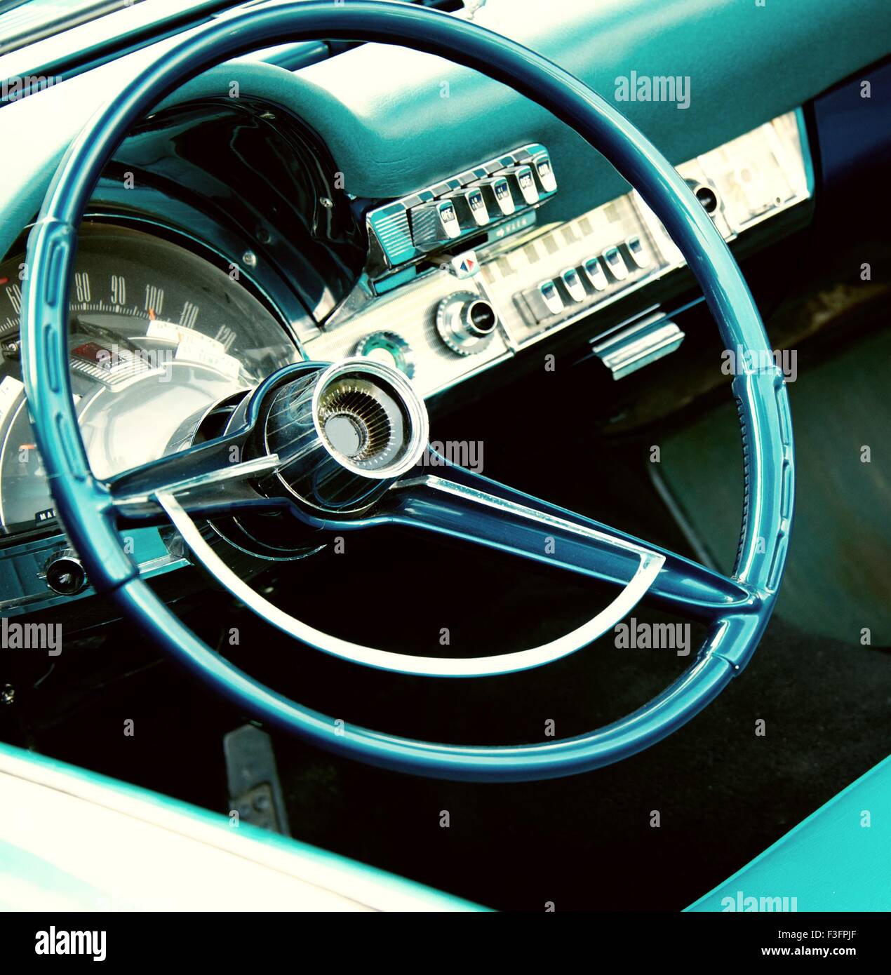 Retro car interior Stock Photo - Alamy