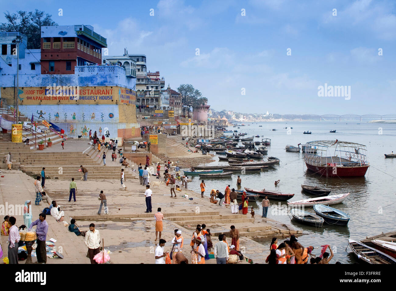 Ganga river house of King Doama of Manikarnika ghat ; Varanasi ; Uttar ...