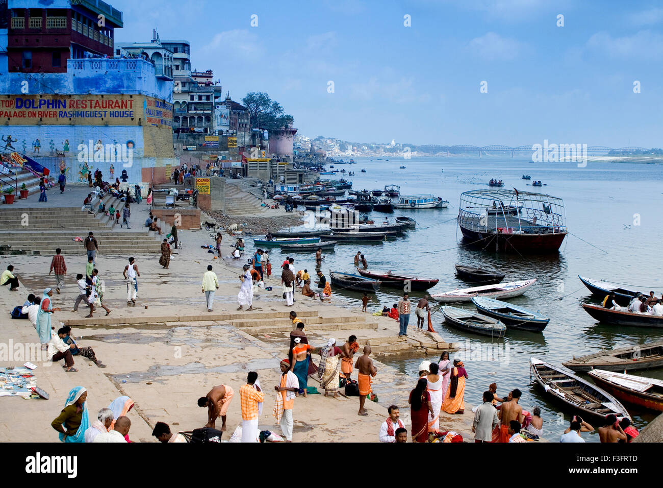 House of King Doama of Manikarnika ghat ; Ganaga river ; Varanasi ...