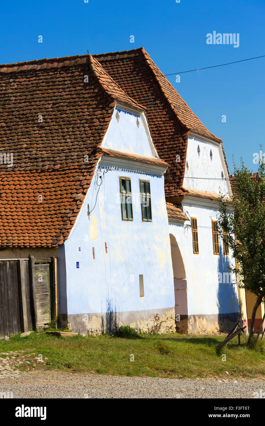 Traditional saxon village house facade in Viscri, Transylvania, Romania ...