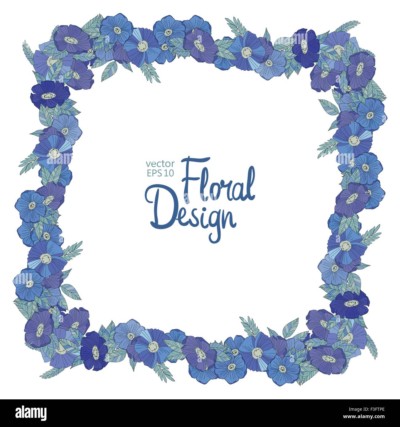 Blue floral border made with wildflowers Stock Vector Image & Art - Alamy
