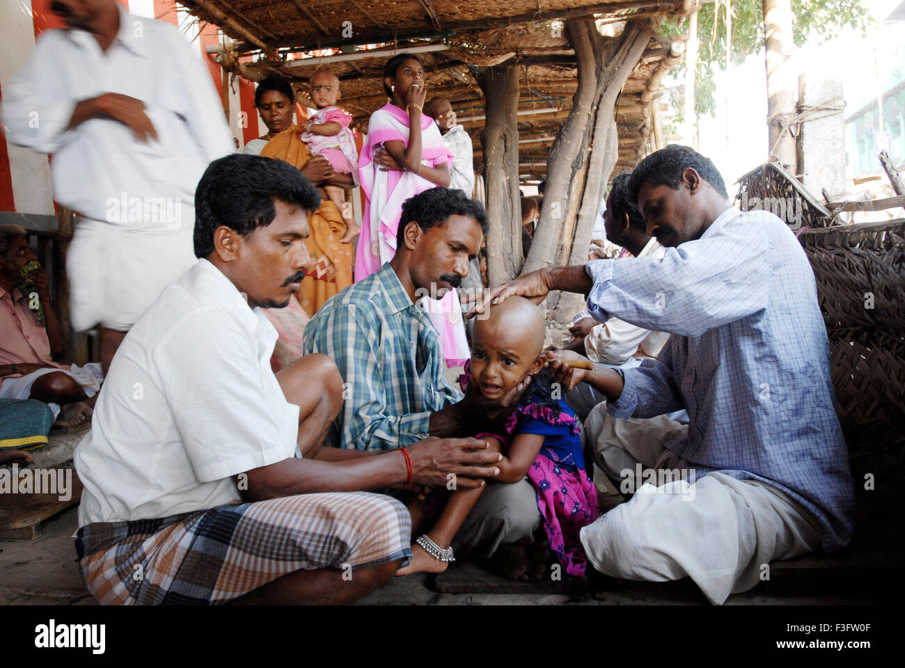Tonsuring (hair removing ritual) at Palani ; Tamil Nadu ; India Stock ...