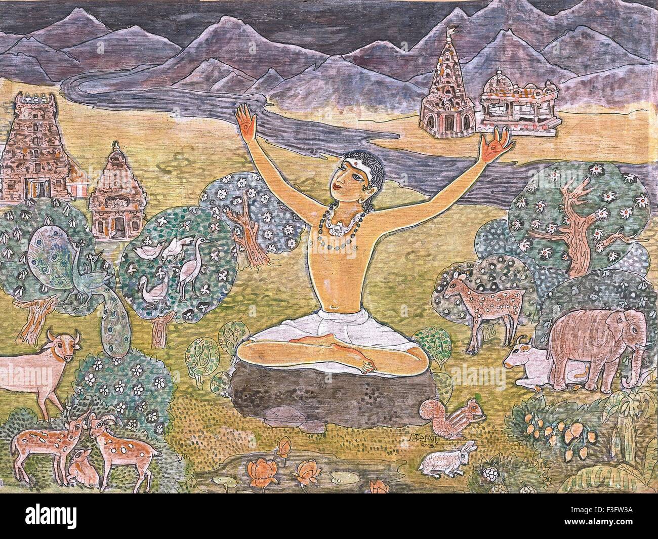 Artist S. Rajam ; hindu belief ; hindu hinduism art yoga himalayan ...