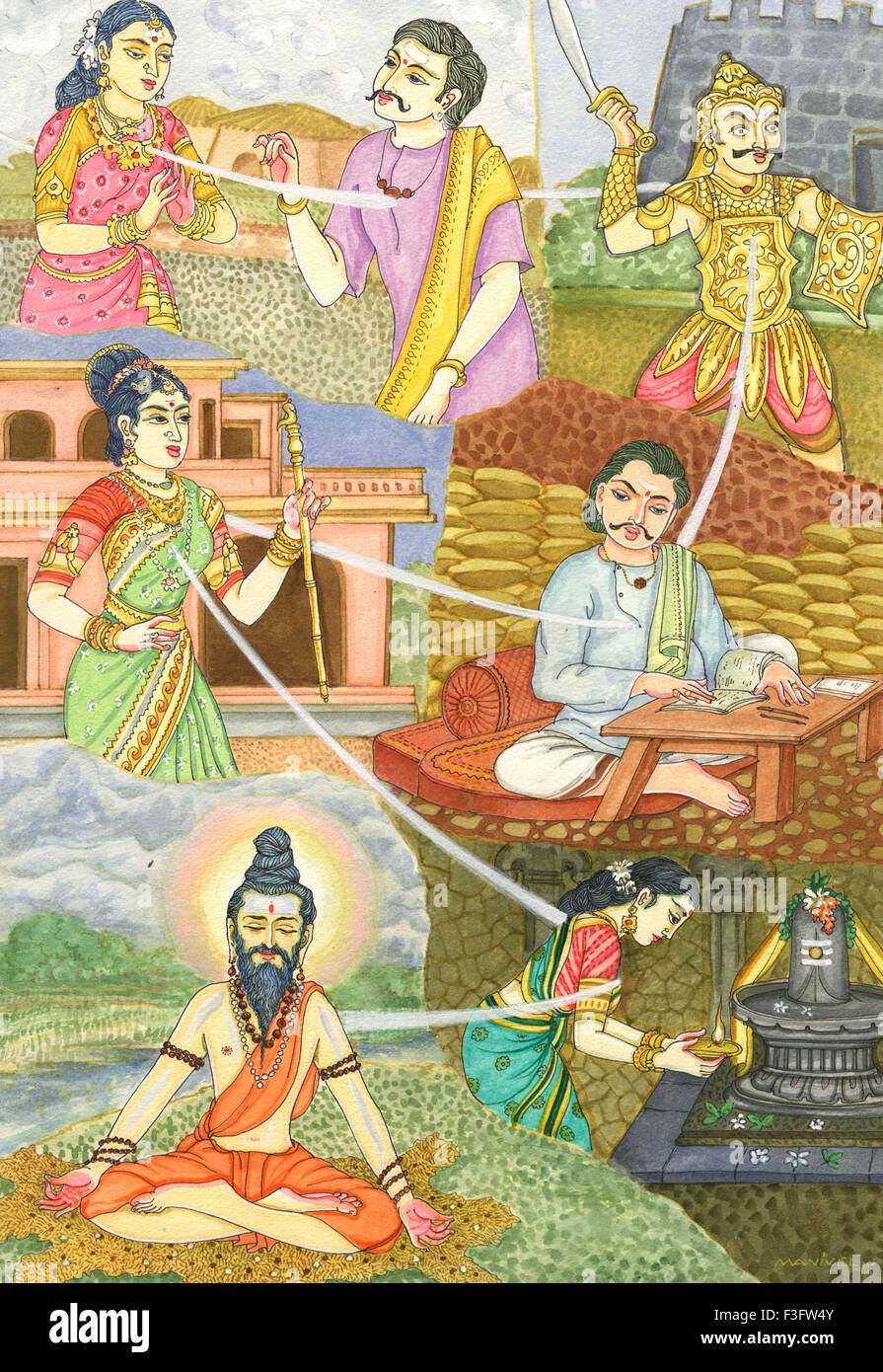 Hindu reincarnation painting hi-res stock photography and images - Alamy