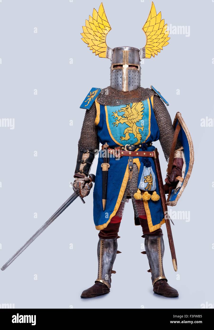 Medieval knight isolated on grey background Stock Photo - Alamy