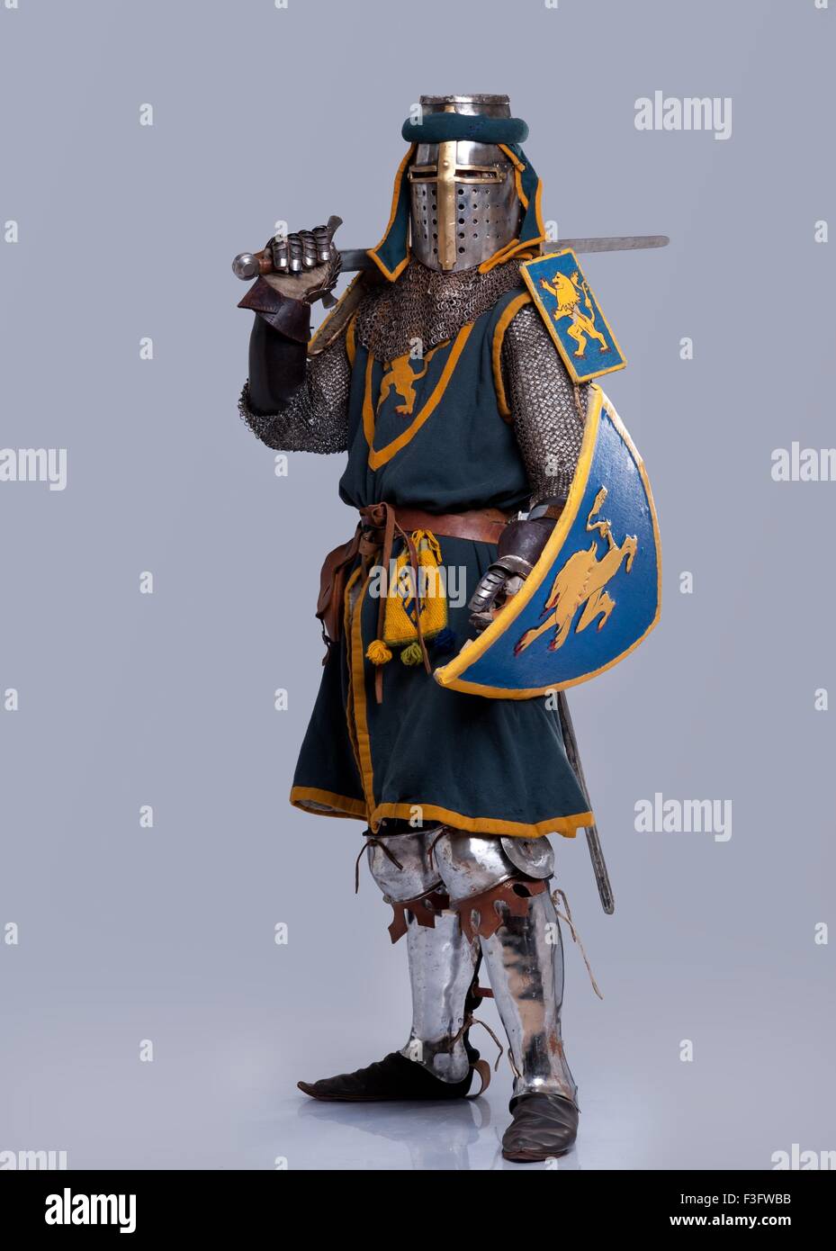 Medieval knight isolated on grey background Stock Photo - Alamy