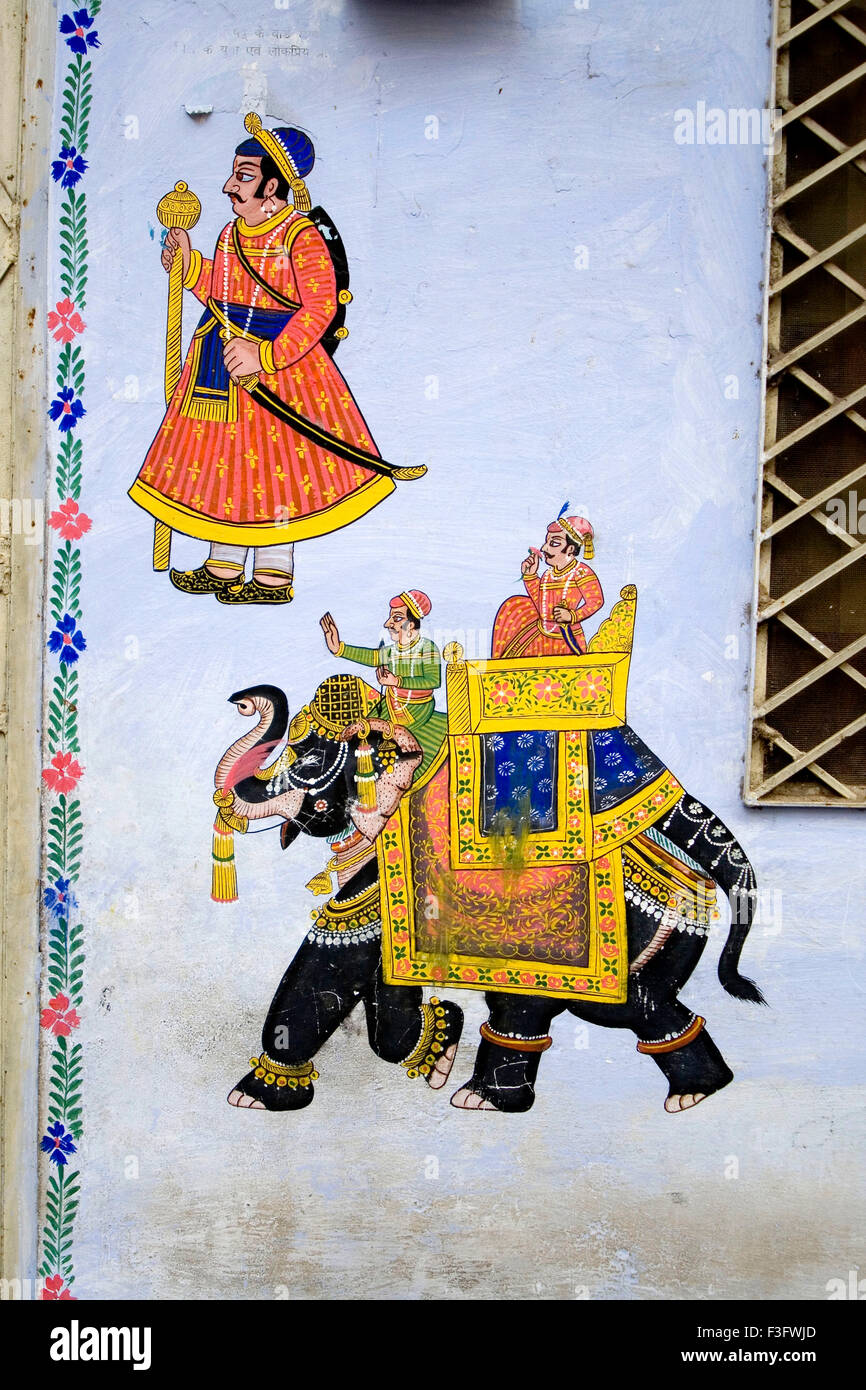 Mural painting on wall ; Udaipur ; Rajasthan ; India Stock Photo - Alamy