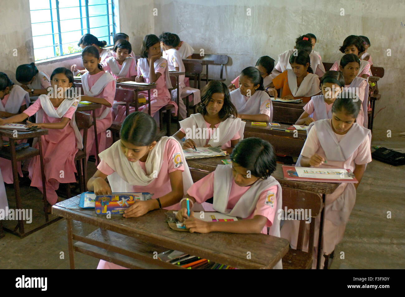 Girls in classroom school ralegan siddhi near hi-res stock photography ...