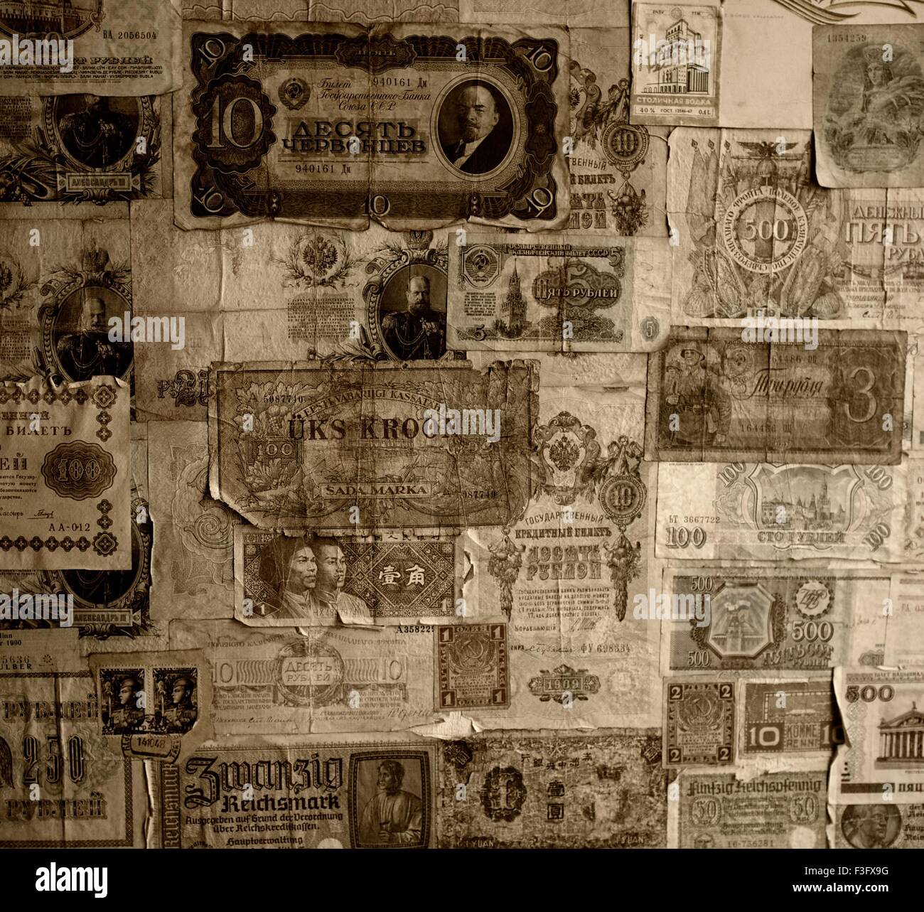 Vintage banknotes wallpaper Stock Photo - Alamy