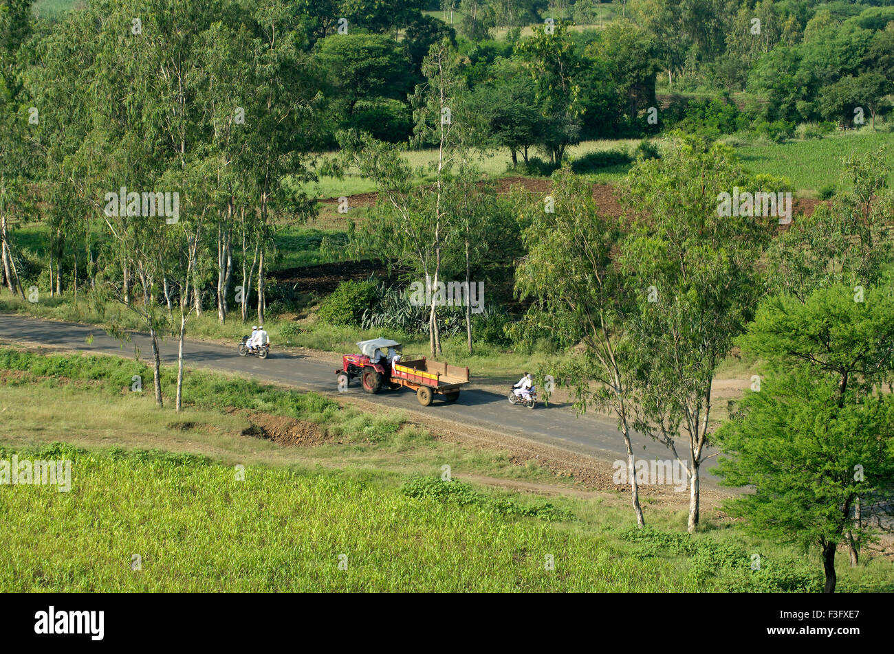 Aerial view of the village from top of water tank at Ralegan Siddhi ...
