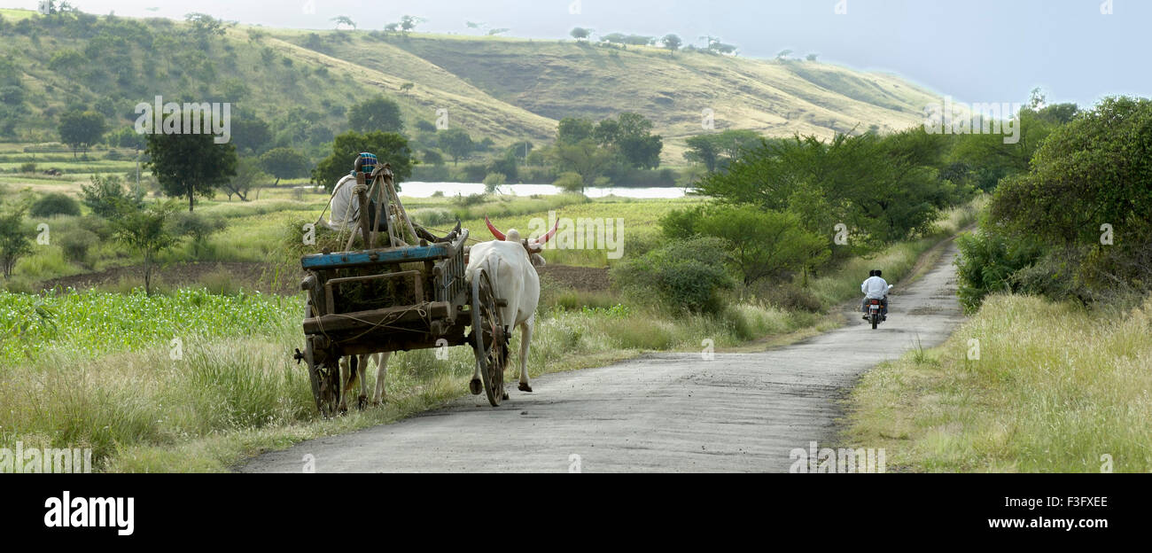 Road leading to the village of Ralegan Siddhi near Pune ; Maharashtra ...