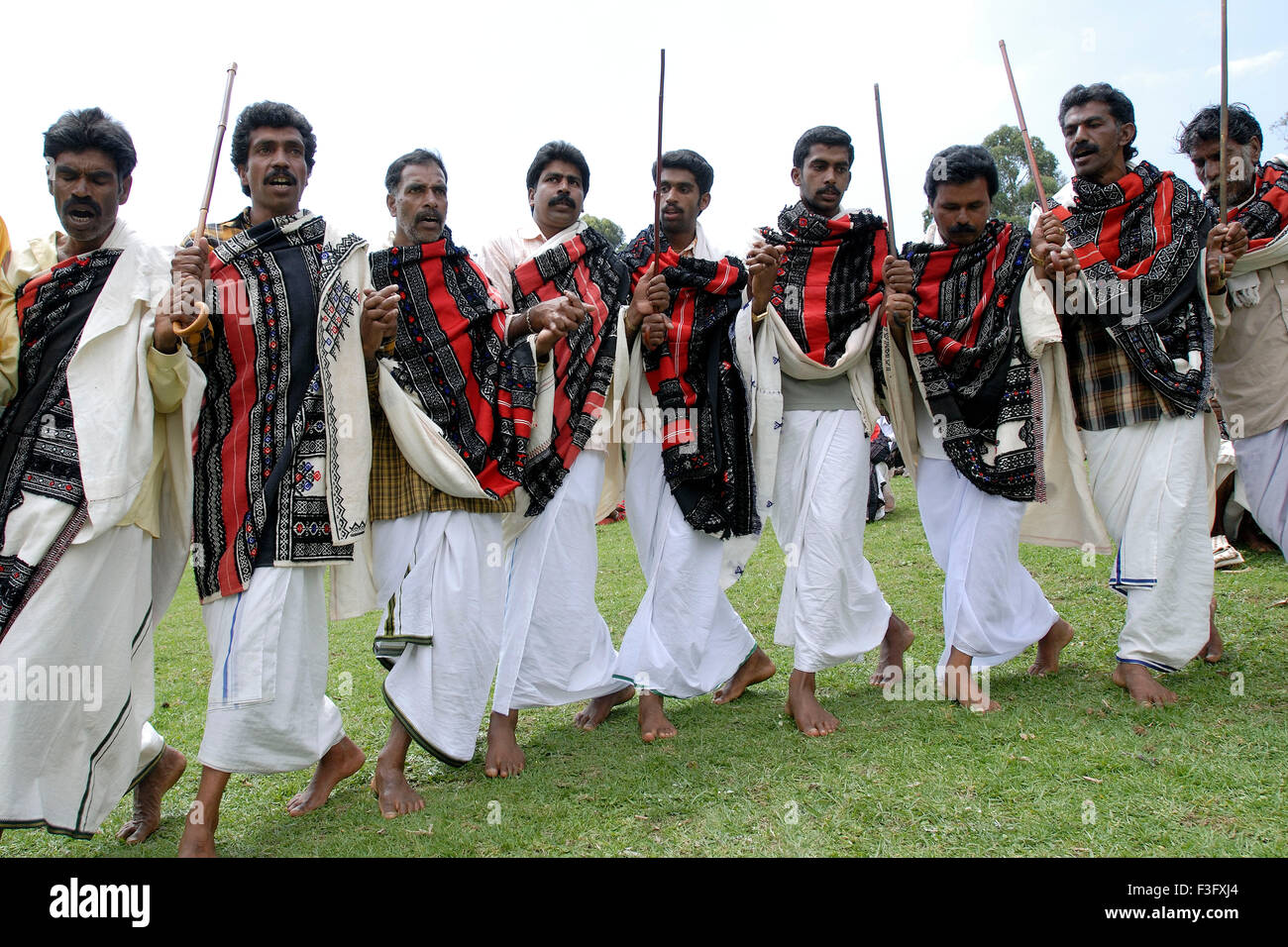 Toda men sang and danced in a circle during Toda wedding ; Nilgiris ...