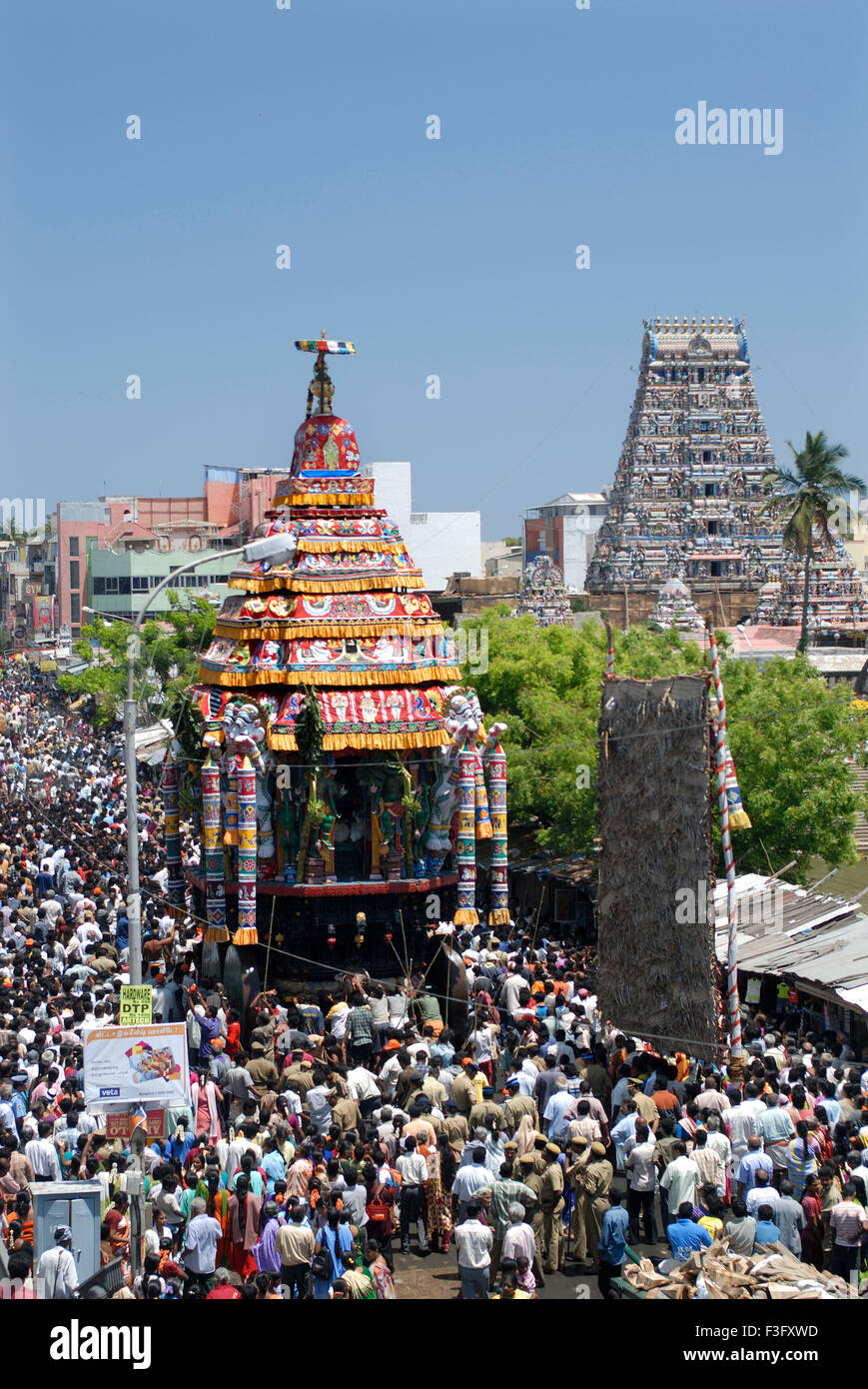 Temple chariot procession during Kapaleswara Shiva temple festival in ...