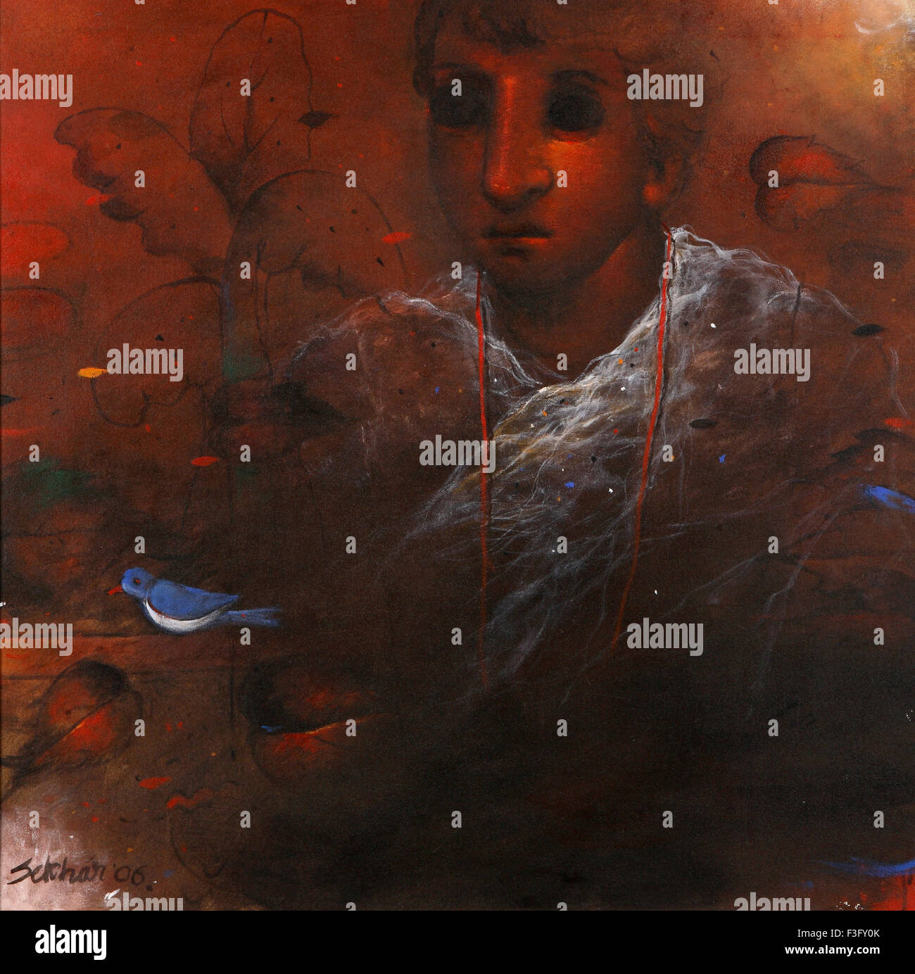 Face (II) by Painter Sekhar Kar Painting Acrylic on canvas 30"x 30 ...