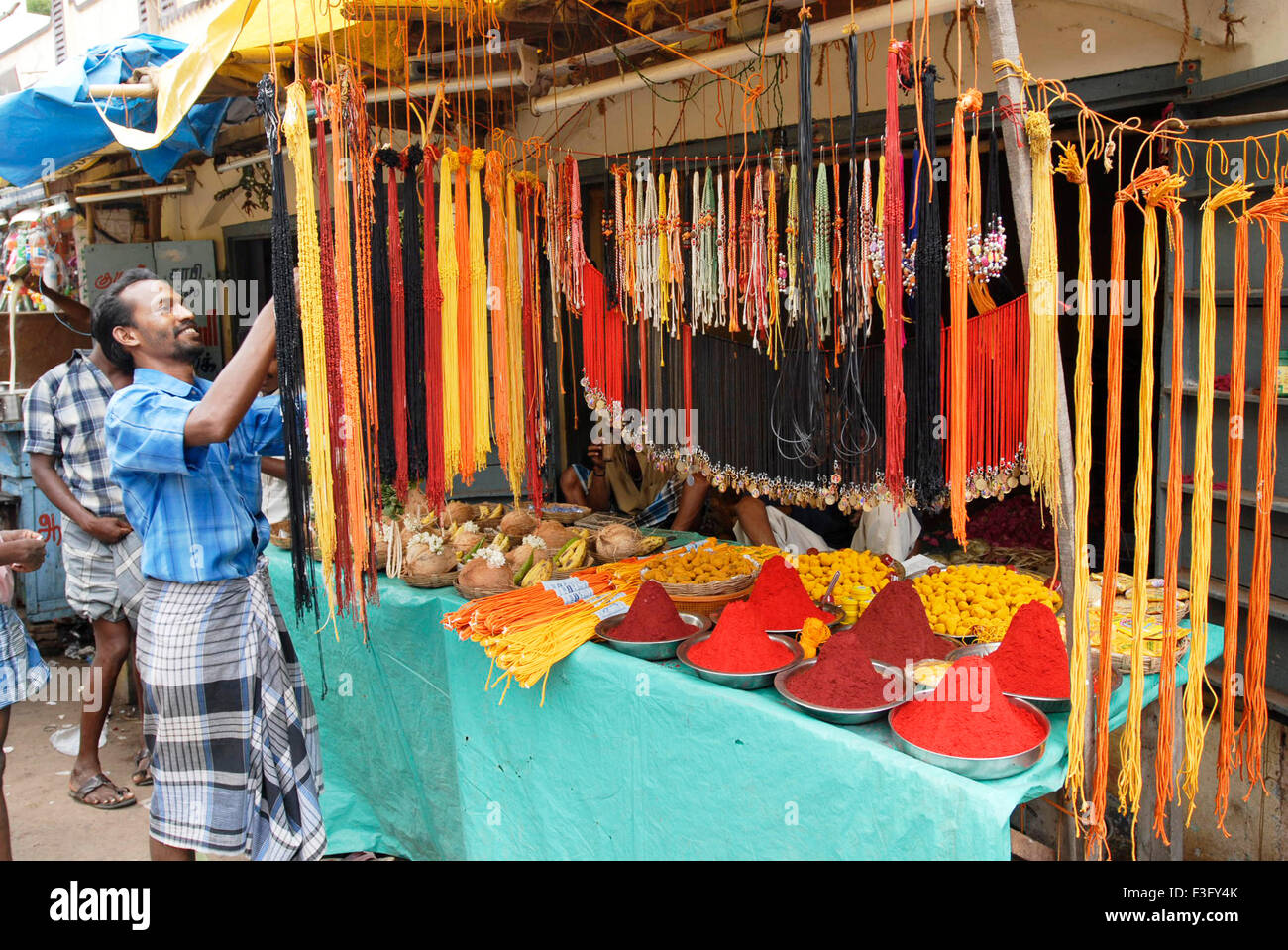 Shop selling pooja items ; Swamimalai ; Tamil Nadu ; India Stock Photo ...