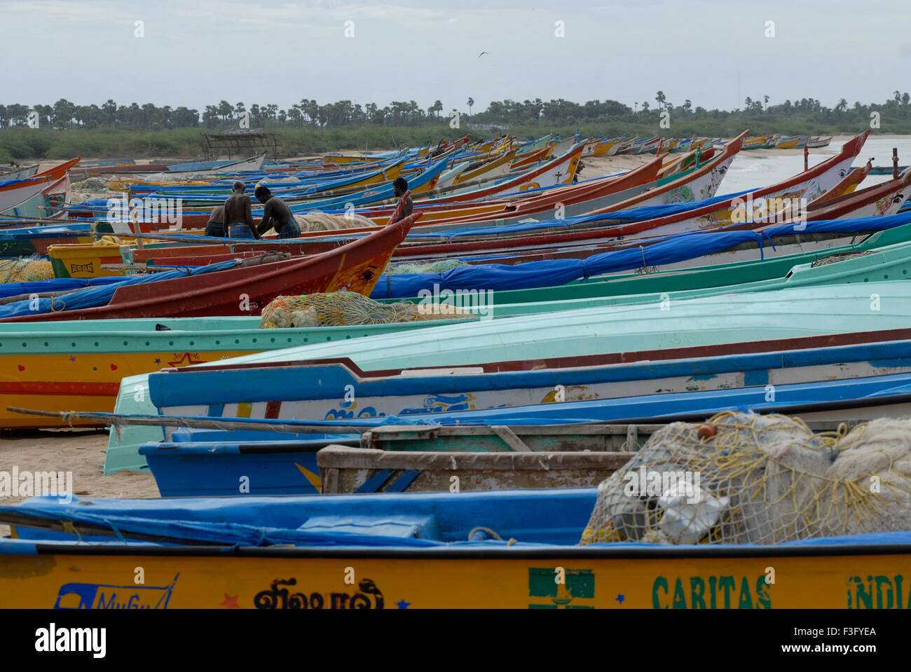 Fishing boats , Tiruchendur , Thiruchendur , Thoothukudi , Tamil Nadu ...