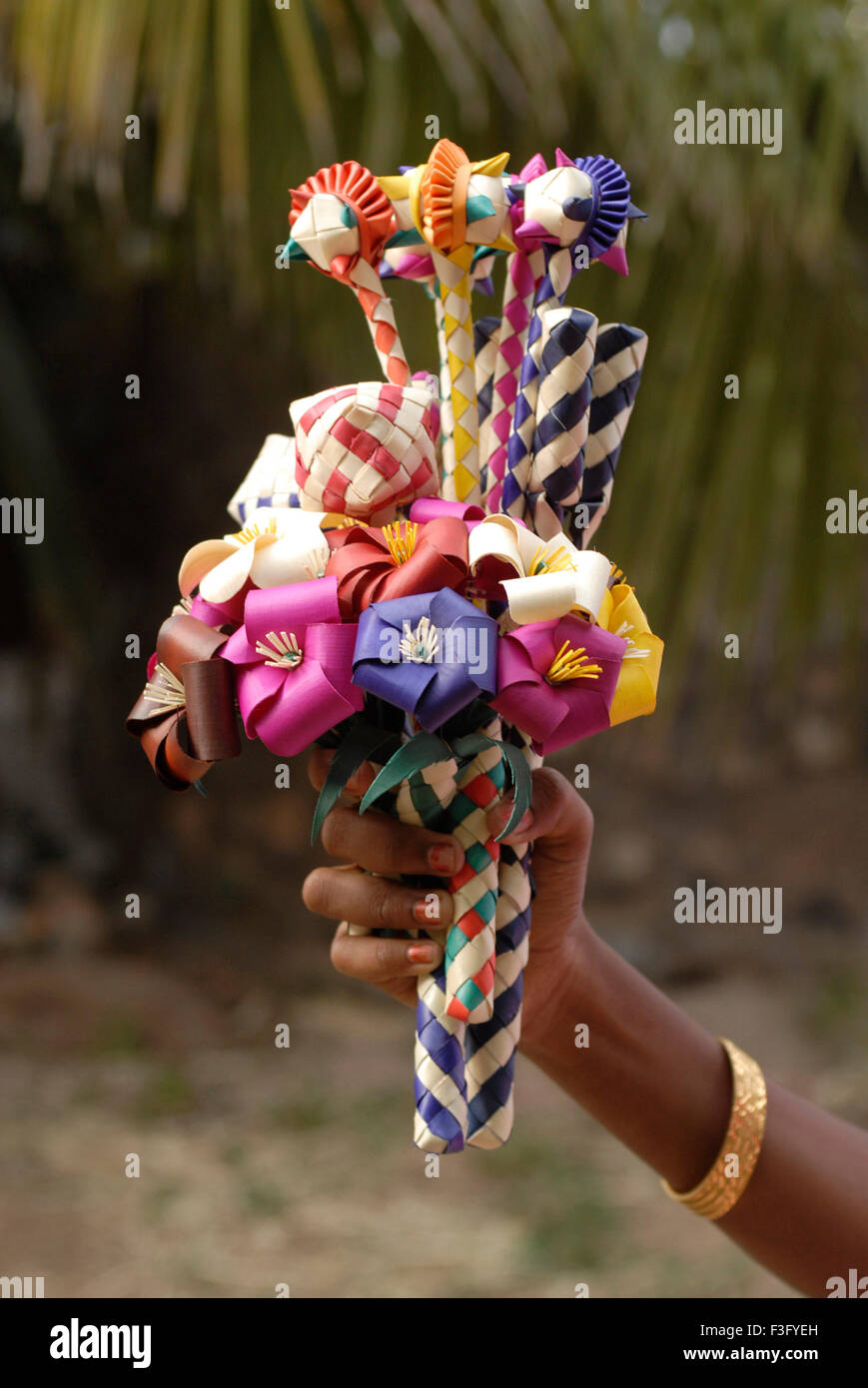 Palm leaf handicraft thing famous in Manappad near Tiruchendur ; Tamil ...