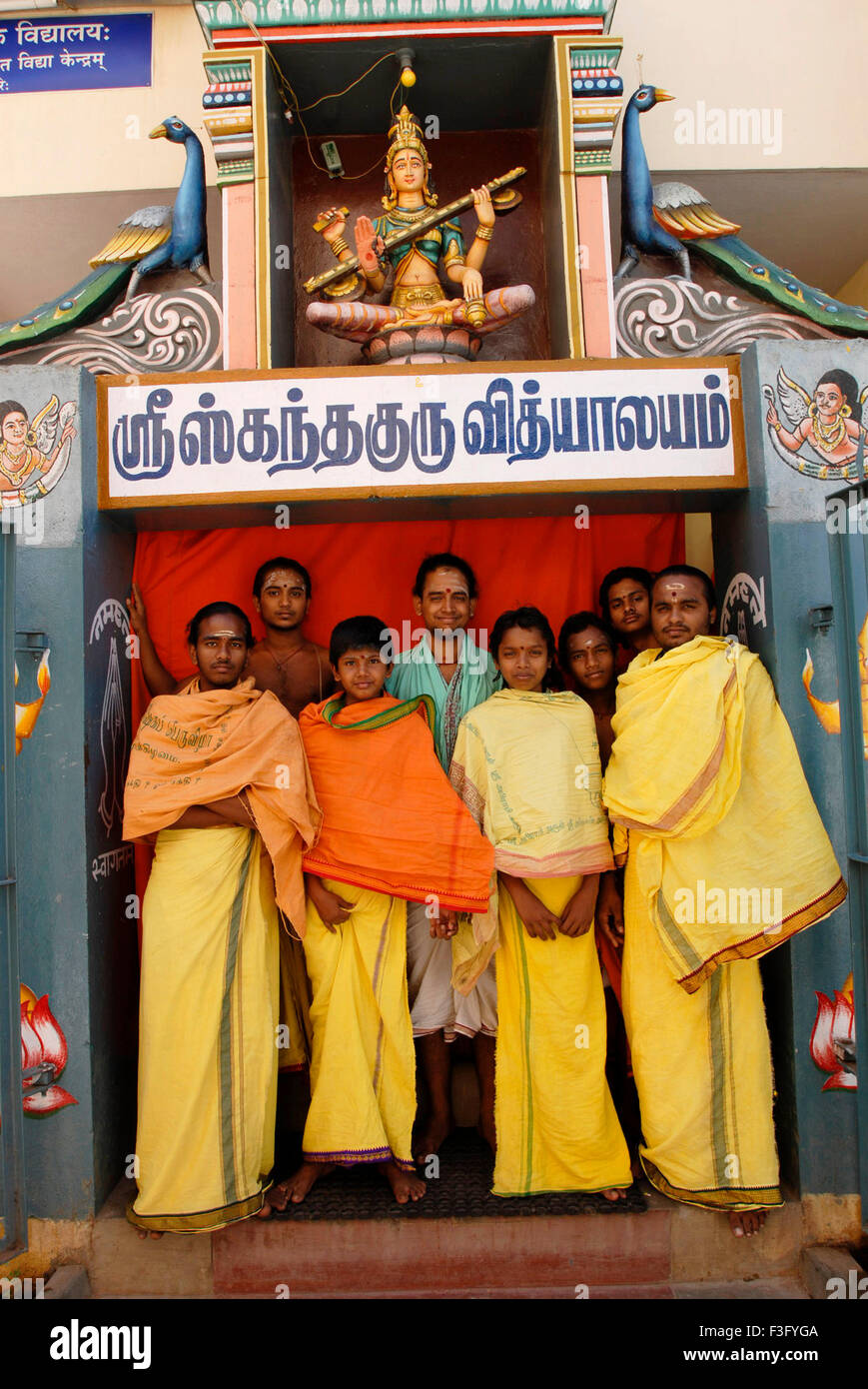 Students of Vedic school ; Tirupparankundram ; Tamil Nadu ; India Stock ...
