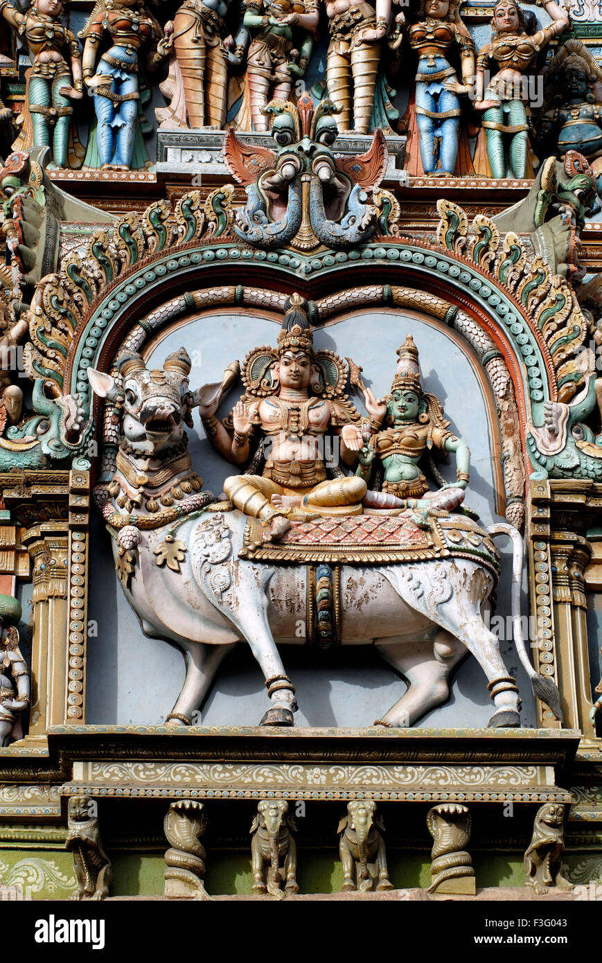 Statues of Shiva Parvati on Rishabh ; Sri Meenakshi Amman temple ...