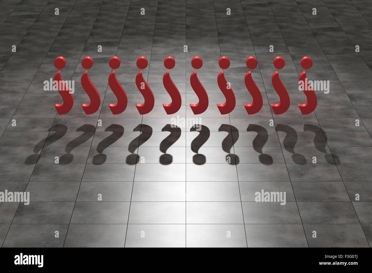 3d rendering of an interrogation symbol and shadow Stock Photo - Alamy