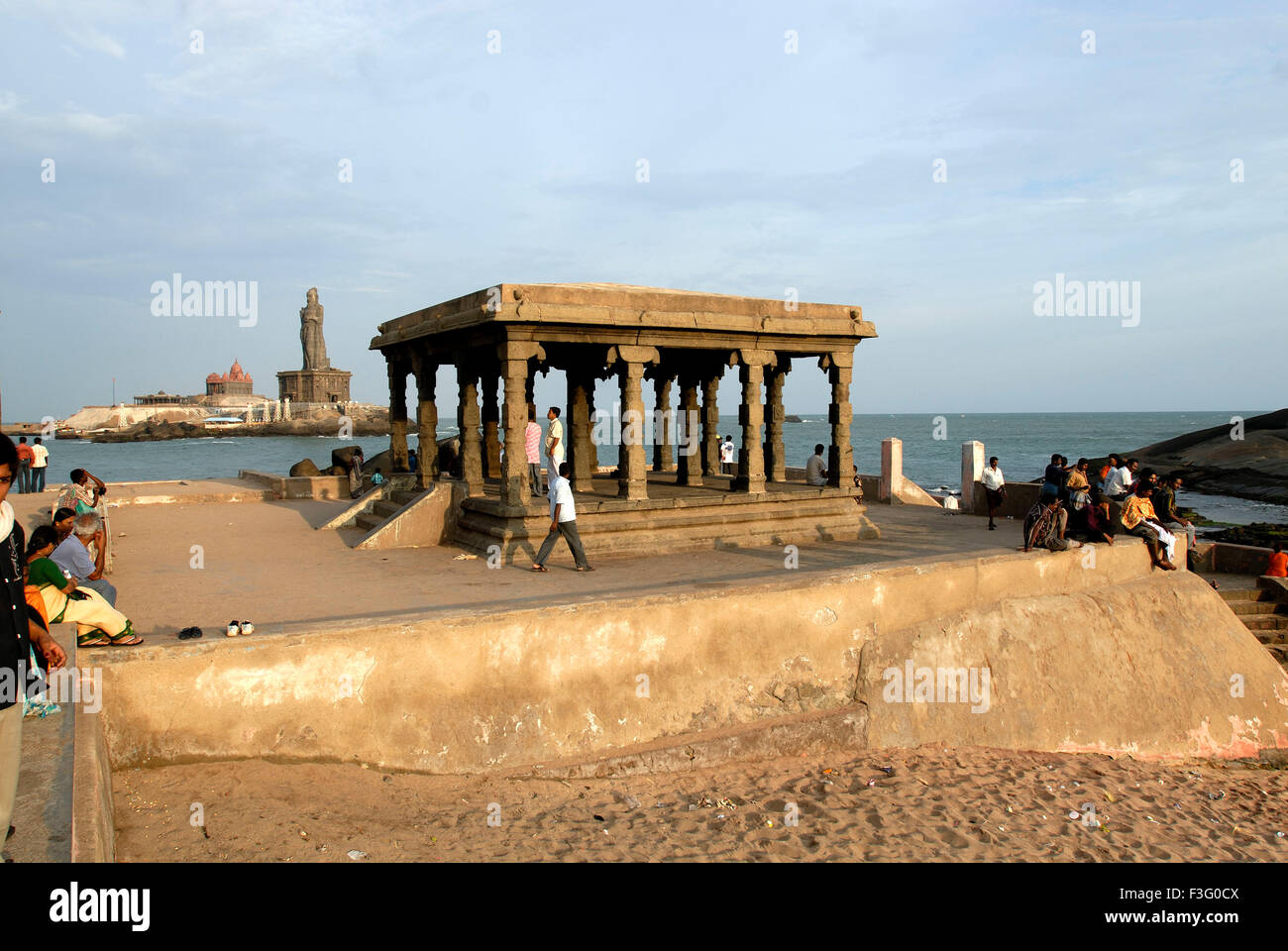 Pillared Mandapa ; Vivekananda Rock Memorial and 131 feet Tiruvalluvar ...